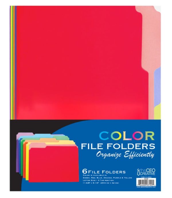 1/3 Cut Letter Size Color File Folder (6/Pack) - The CEO Creative
