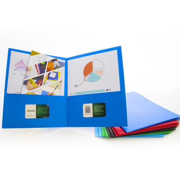 Assorted Color 2-Pockets Portfolios - 1 Random Color - The CEO Creative