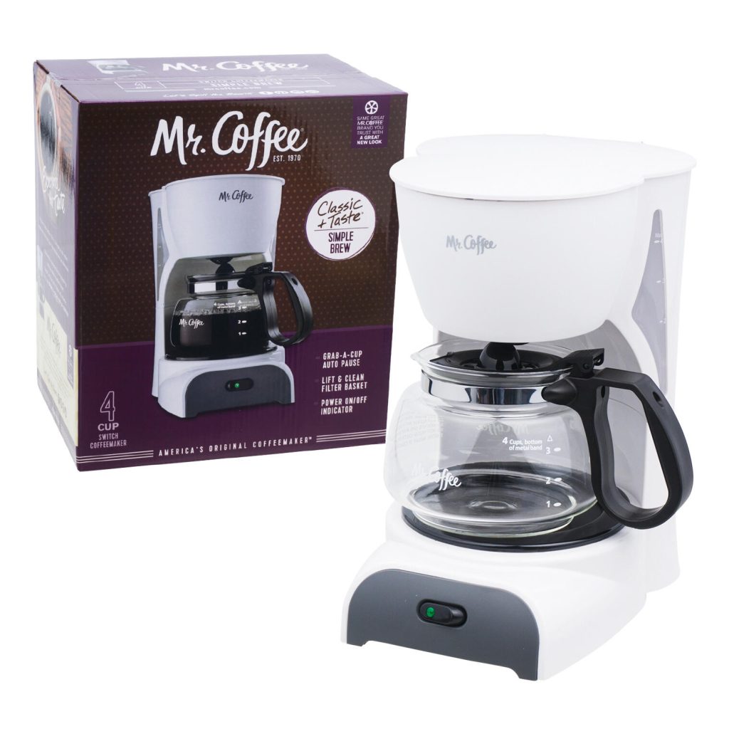 Mr. Coffee 4-Cup Coffee Maker Removable Filter Basket Auto Pause Stops ...