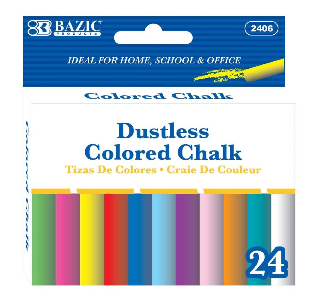 BAZIC Assorted Color Chalk, Standard Size Blackboard Chalks (24/Pack ...