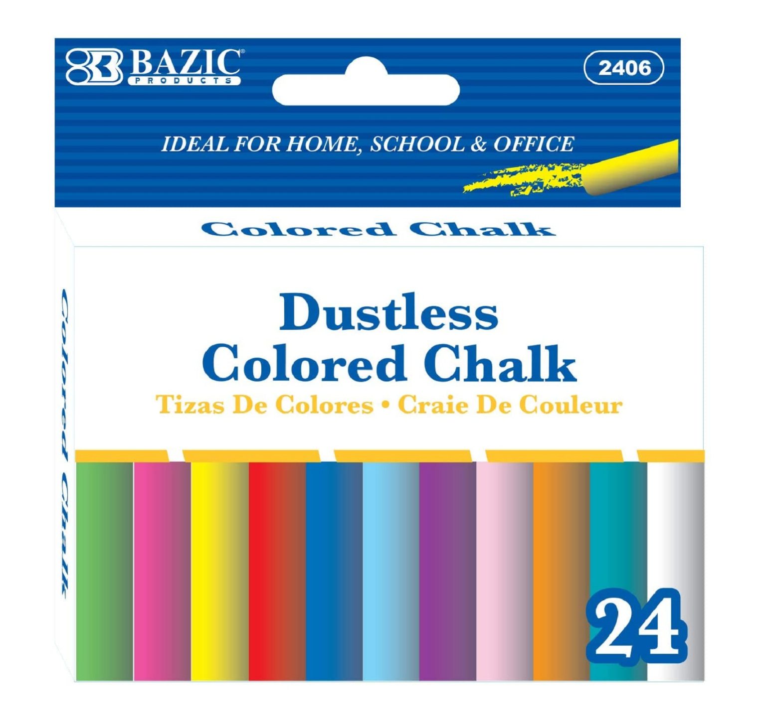 BAZIC Assorted Color Chalk, Standard Size Blackboard Chalks (24/Pack ...