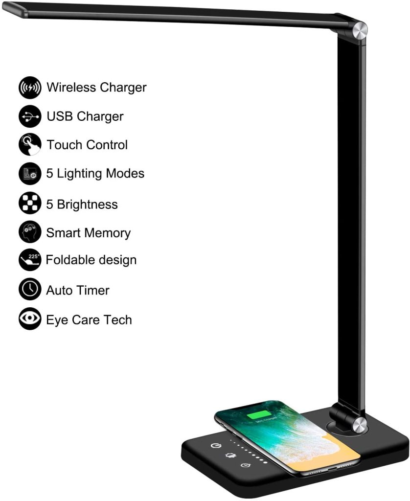 5 Lighting Mode LED Desk Lamp + Wireless Phone Charger - The CEO Creative
