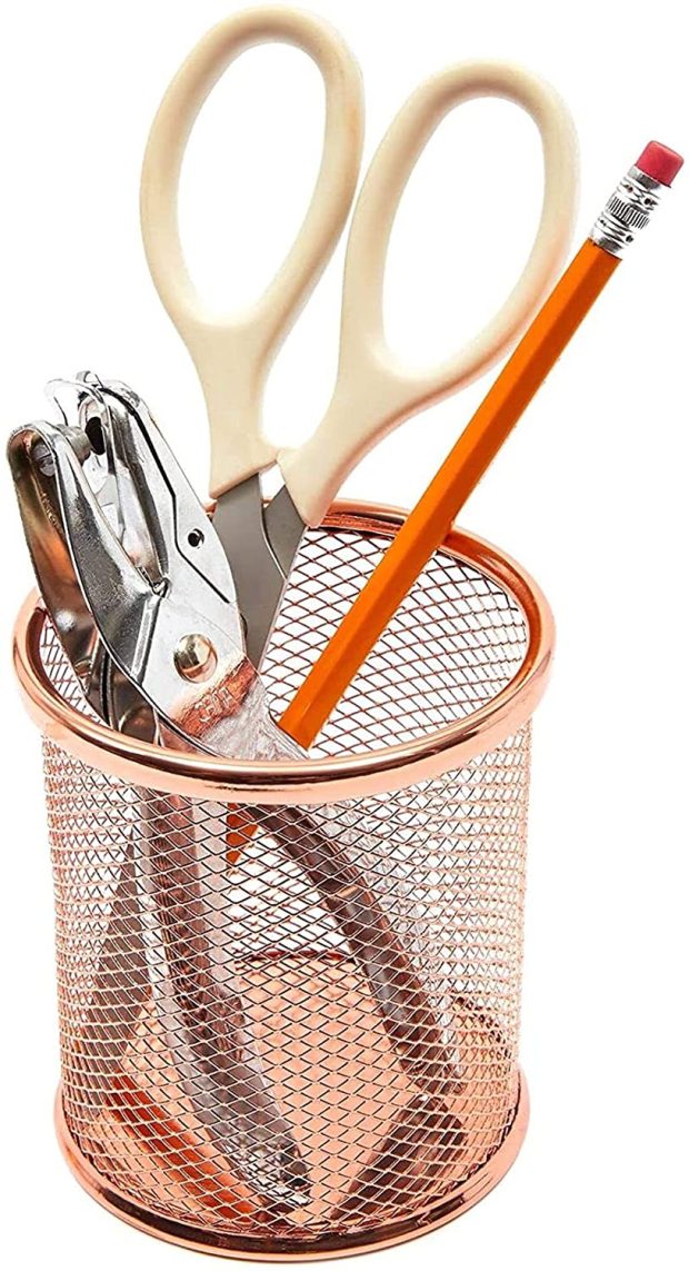 Mesh Wire Desk Organizer Set (Rose Gold, 5 Pieces) - The CEO Creative