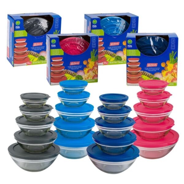10pc 4 Assortments Mr. Handy Glass Bowl Set | The CEO Creative