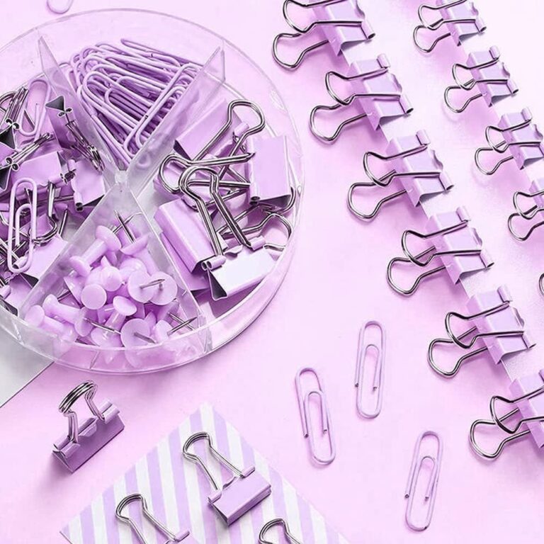 Purple Office Metal Paper Clips Binder Set For Office, School | The CEO ...