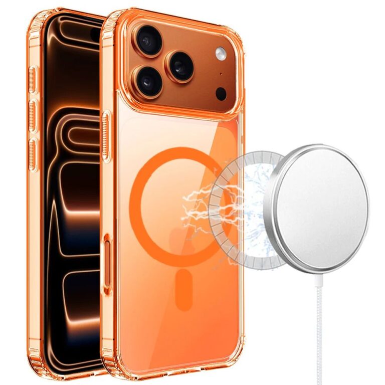 Net 30 Orange Magnetic Transparent Case For iPhone 17 Pro Max